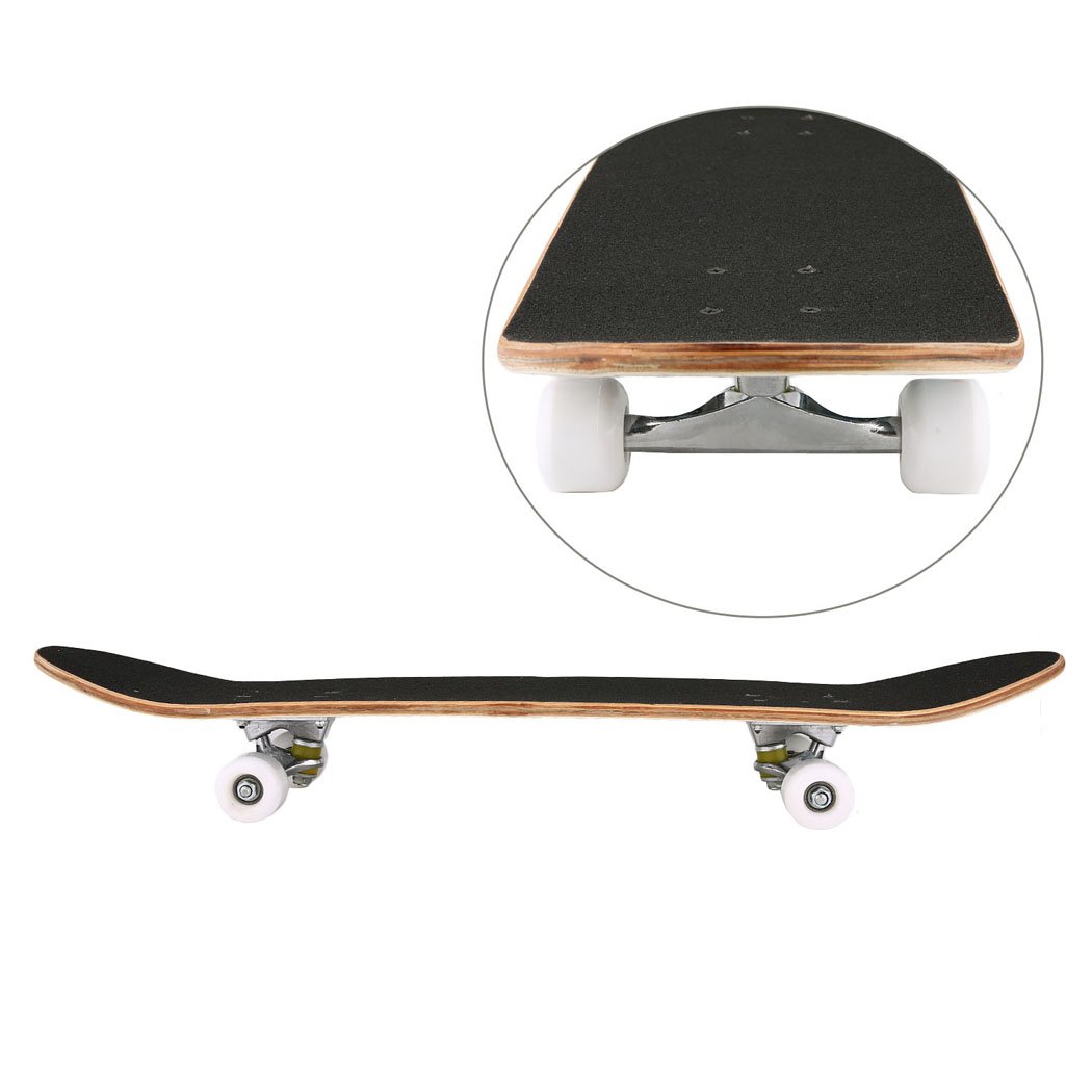 Skateboard, 31" x 8" Complete PRO Skateboard, 9 Layer Canadian Maple Wood Double Kick Tricks Skate Board Concave Design for Beginner,Gift for Kids Boys Girls Youths (3 - Black Pose)