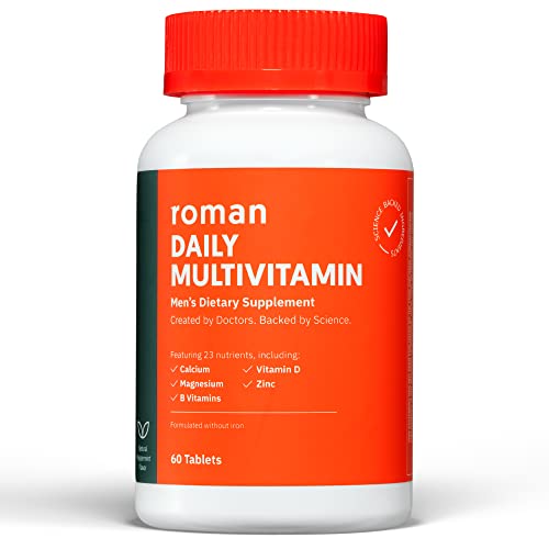 ROMAN Daily Multivitamin for Men | Supports Physical Activity, Brain + Heart Health, and Immune System with 23 Key Nutrients Including Calcium, Magnesium, and Zinc | 30-Day Supply (60 Tablets)