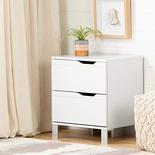 South Shore Kanagane 2-Drawer Nightstand-Pure White
