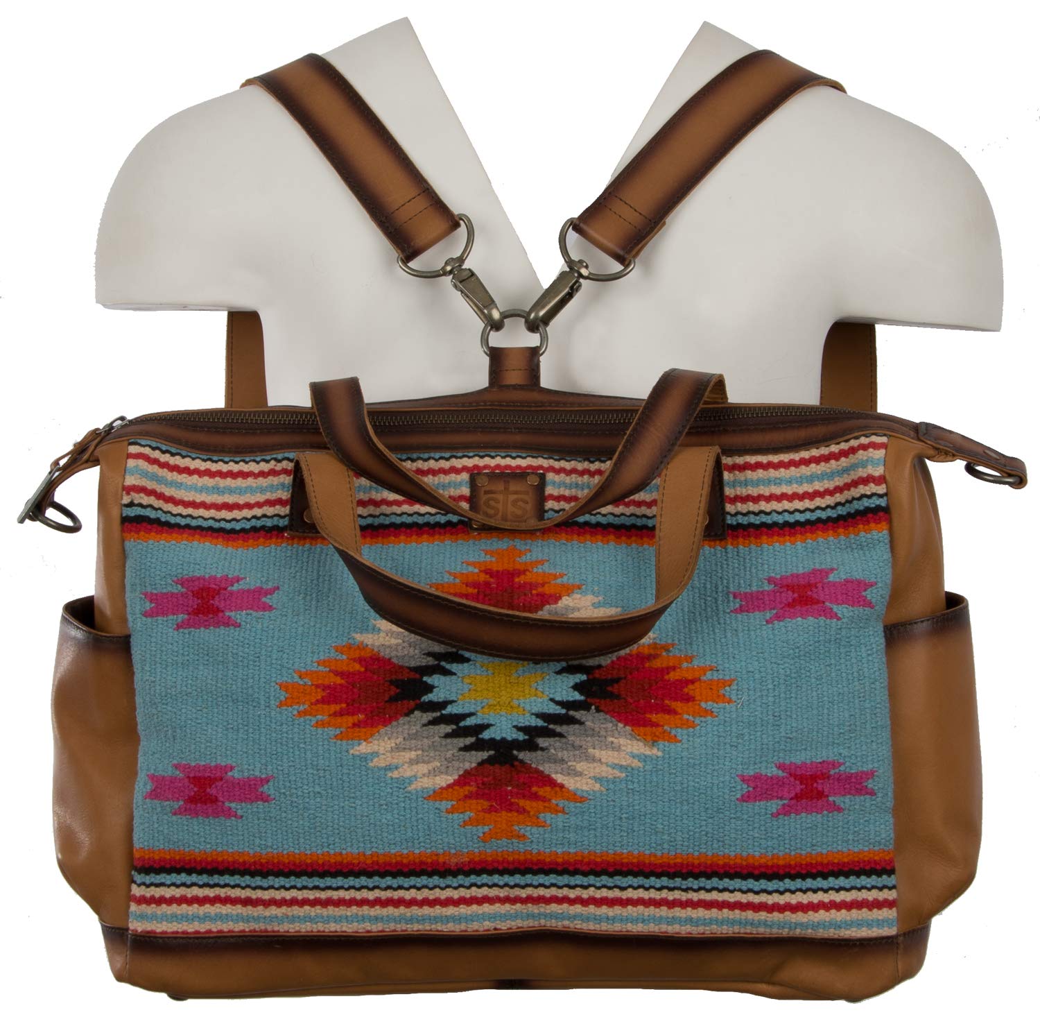 Sts Ranch Wear Womens STS Saltillo Backpack/Diaper Bag Light Blue/Orange/Pink