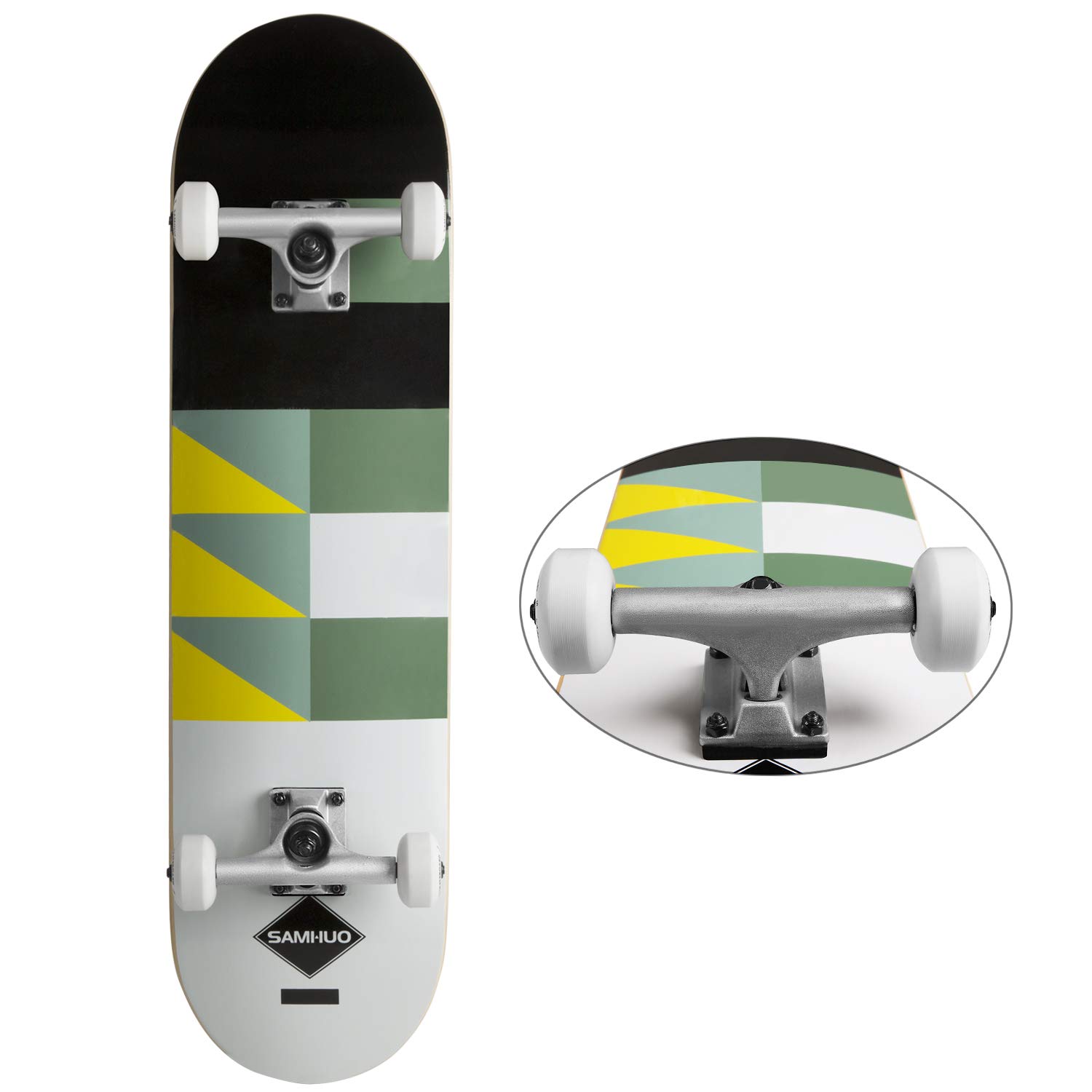 SAMHUO Skateboards for Beginners,31''X 8" Pro Complete Skateboard 7 Layer Canadian Maple Skateboard Deck for Extreme Sports and Outdoors