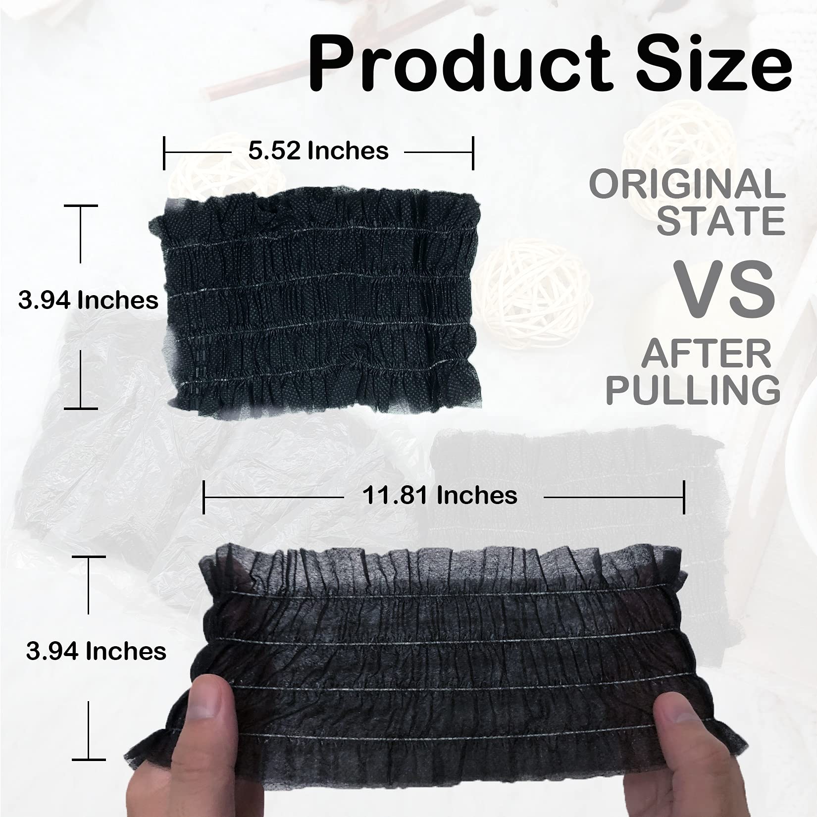 Zeronic LittleU 100 Pcs Disposable Spa Headbands for Facials, Soft Non-Woven Stretch Cloth Head Wraps for Professional Salon Makeup, Skin Care Makeup Supplies (Black)