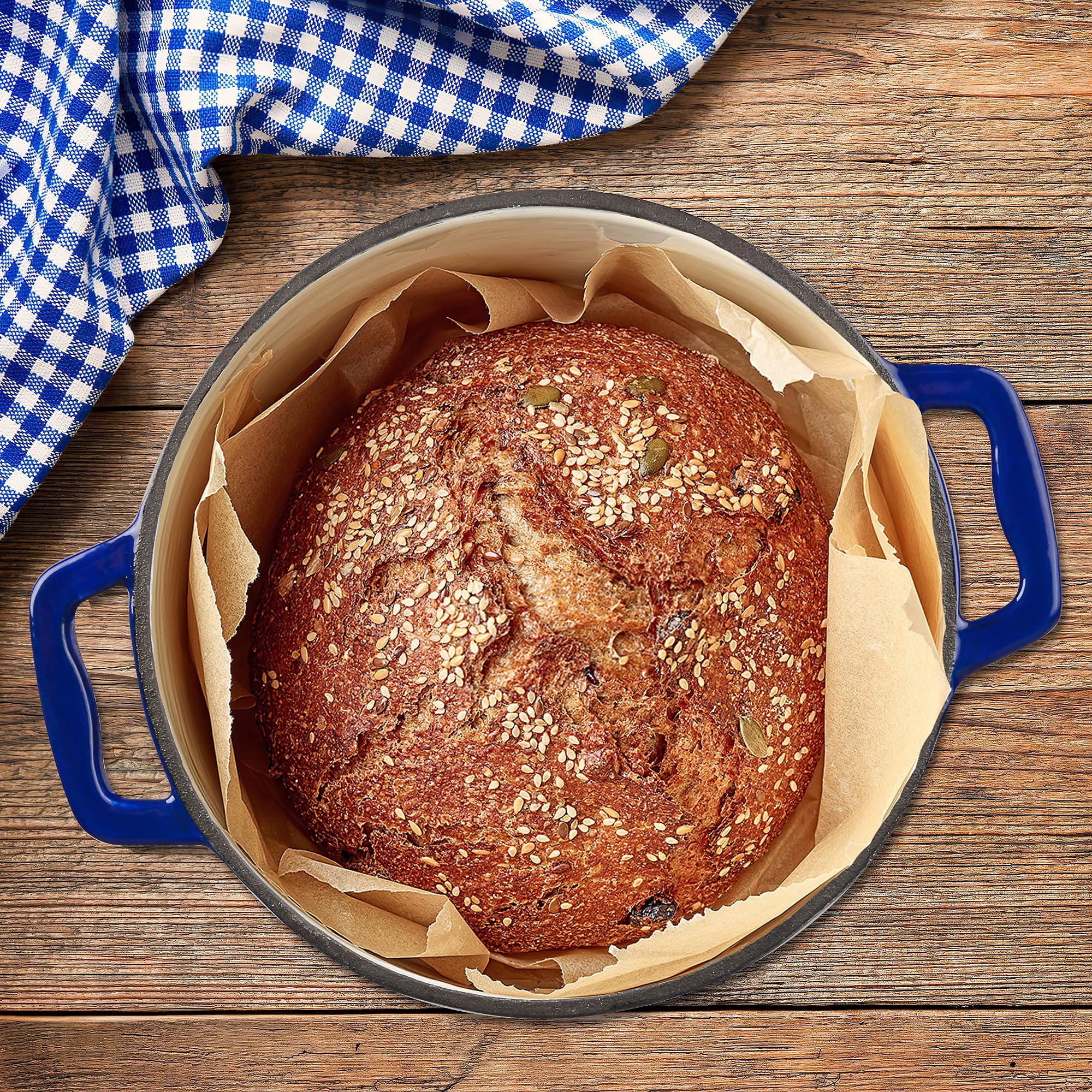 WESMART 3 Quart Non-Stick Heavy-Duty Cast Iron Dutch Oven Pot w/Enamel Coating, Large Loop Handles, for Baking, Roasting, Braising, Gas, Electric, Induction, Oven Compatible, 3 Qt for 3-4 people