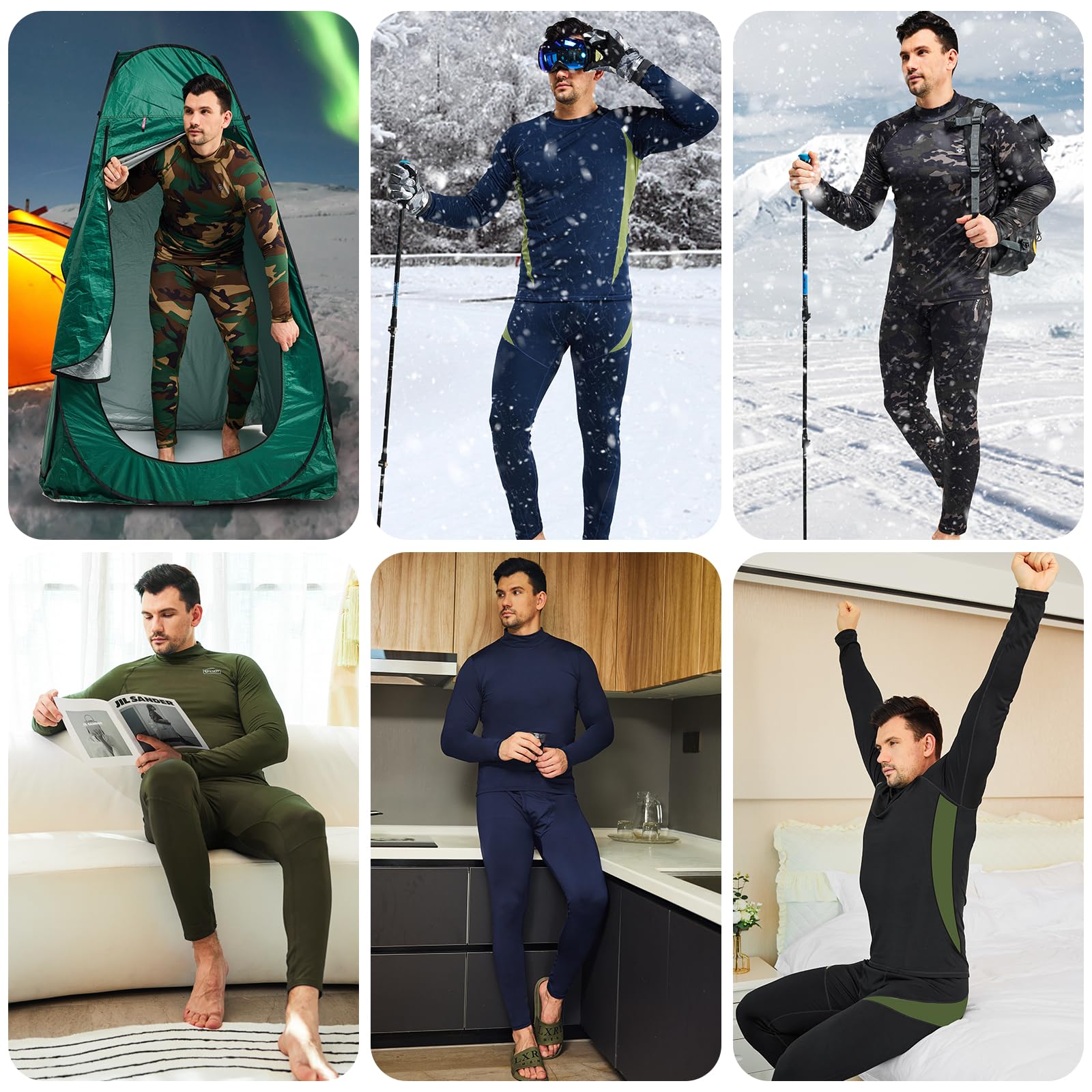 romision Long Johns for Men Thermal Underwear Set Winter Hunting Gear Sport Bottom Top Base Layer for Cold Weather A-black