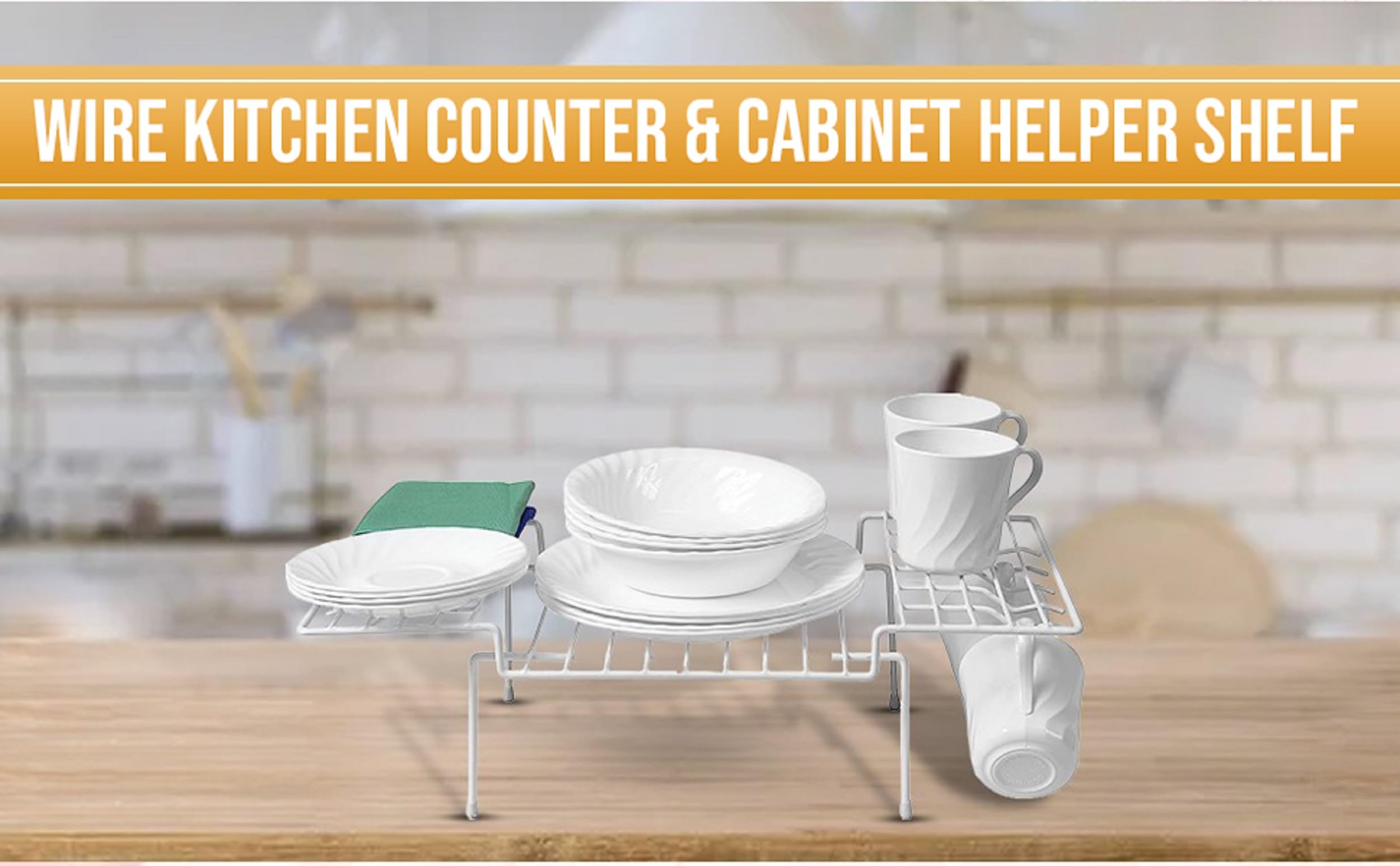 Ybm Home Wire Kitchen Counter and Cabinet Helper Shelf, Shelf Storage Organizer White 2214 (1)