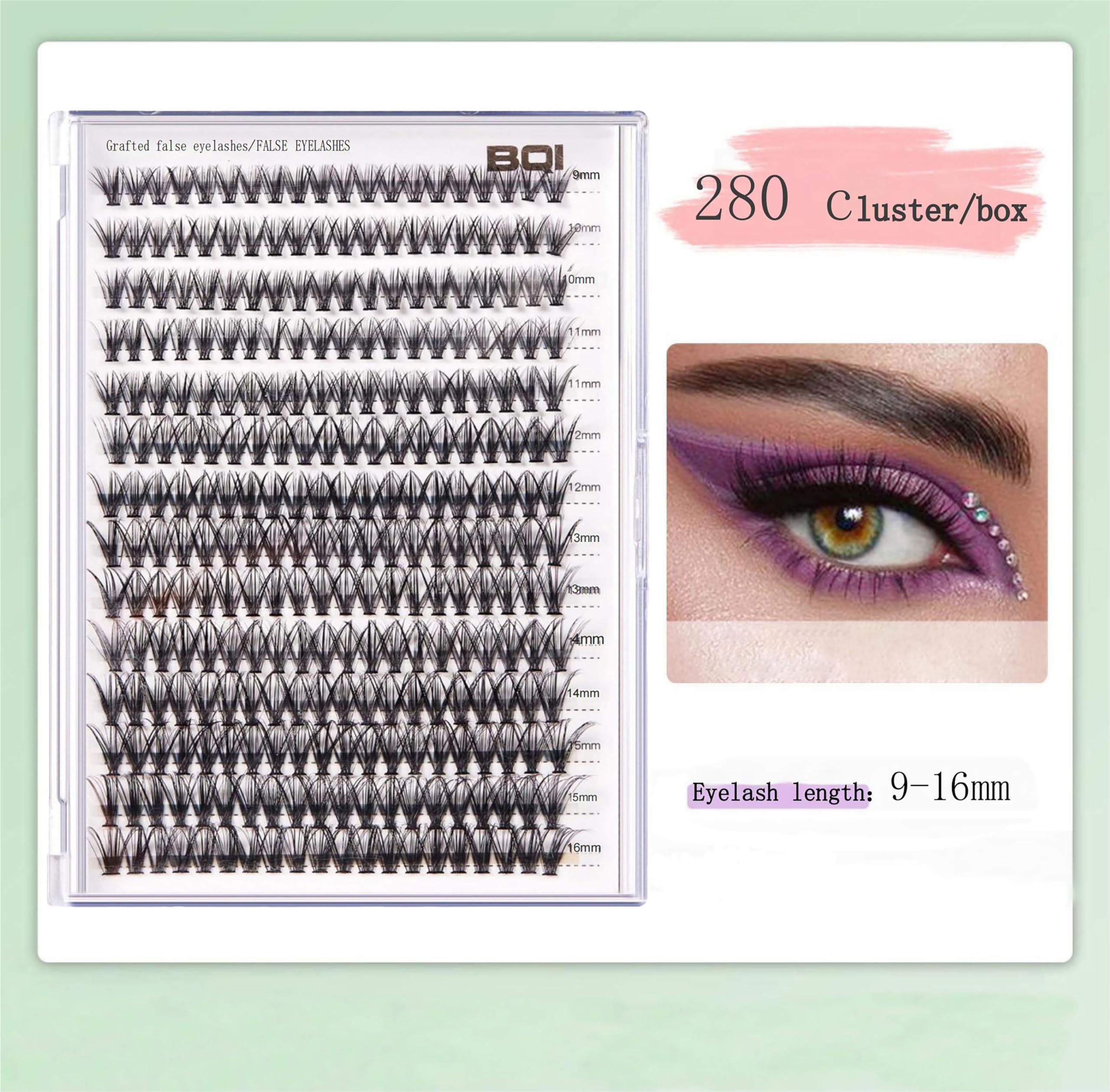 Self-Adhesive Eyelashes Eyelash Clusters 280 Pieces 30C DIY Eyelash Extension Clusters C Curl Length Individual Eyelashes Blending Tray Faux BASF Eyelash Cluster Shape Black (30C 9-16mm)