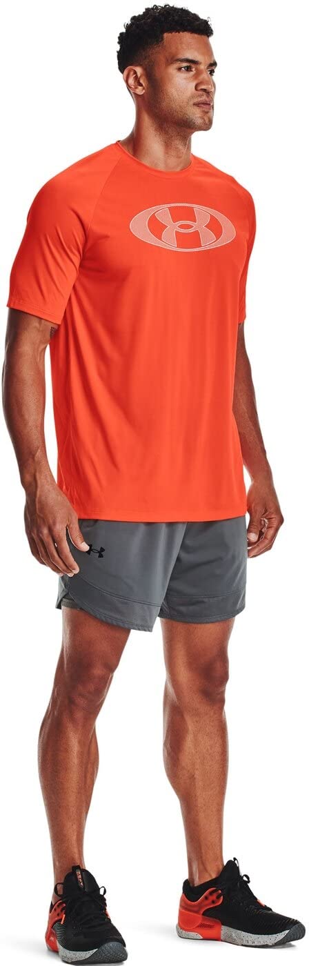 Under Armour Men's Tech 2.0 Lockertag Short Sleeve T-Shirt, Phoenix Fire (296)/Halo Gray, Large