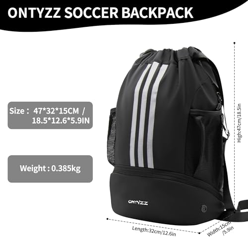 ONTYZZ Drawstring Sports Backpack Soccer Backpack Gym Bag Backpack Multifunctional Bag with Shoe Compartment Yoga Swim Beach Bag with Dry-wet Separate