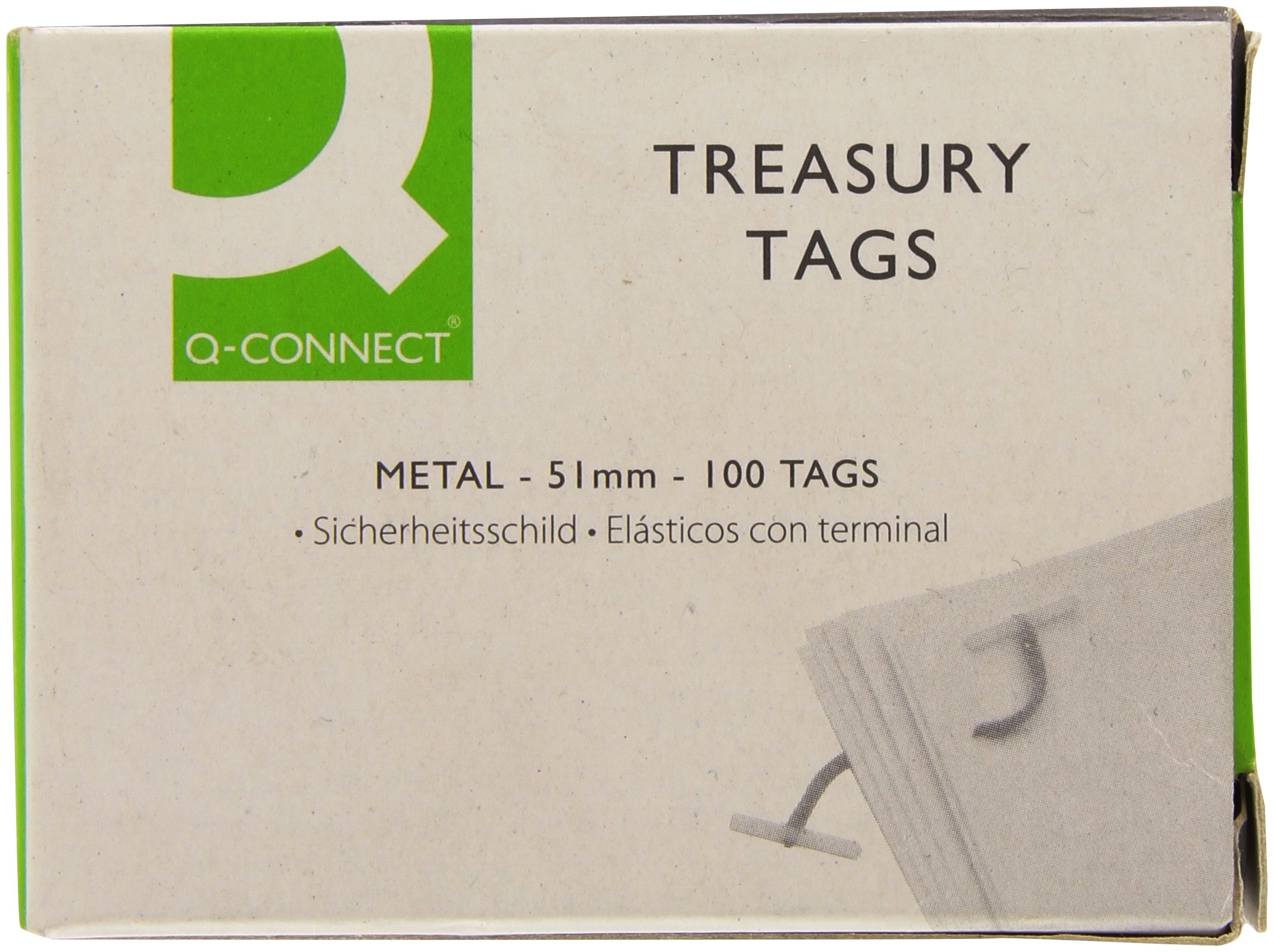 Q-Connect Metal Treasury Tag, 51 mm, Pack of 100, Green