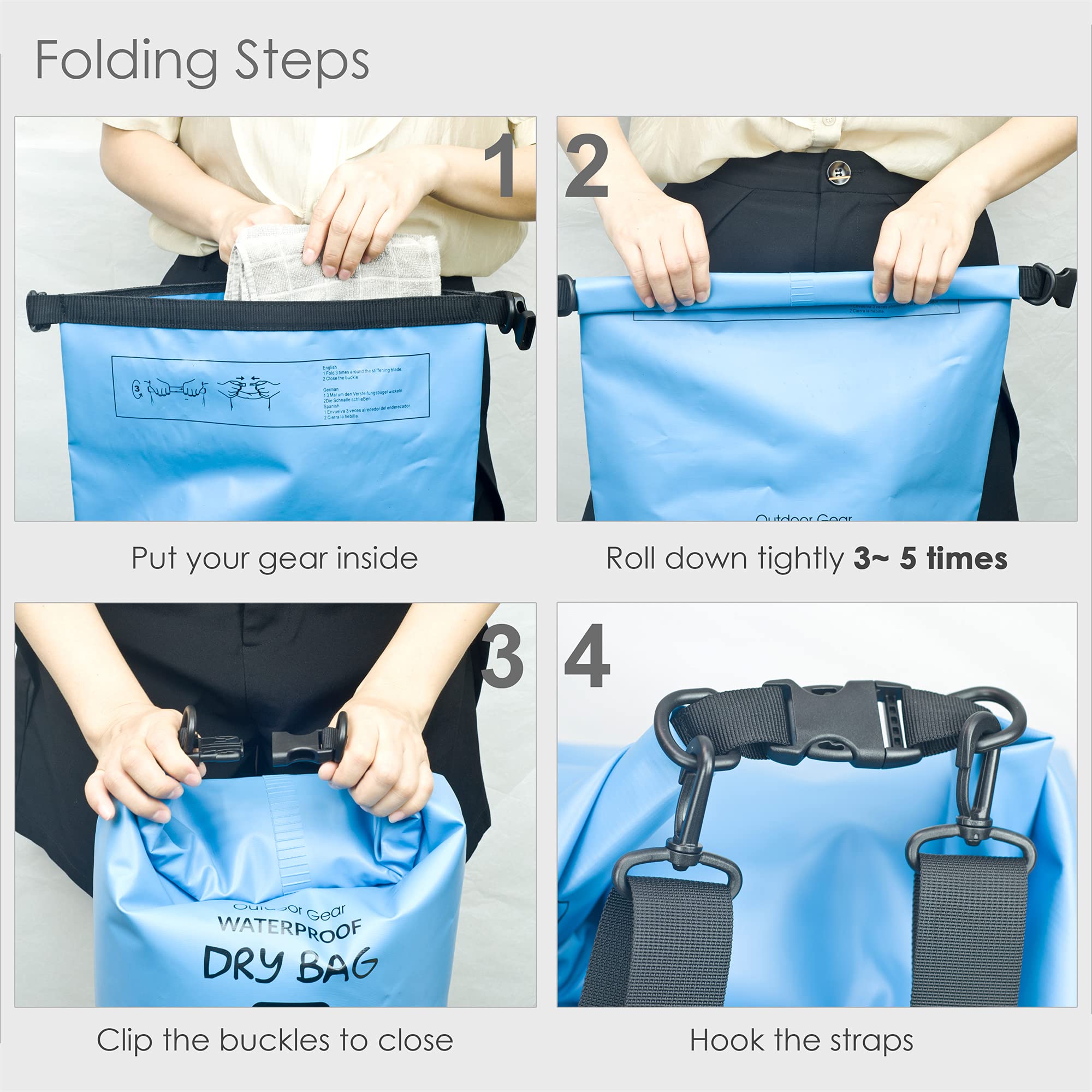 YUMQUA Waterproof Dry Bag Backpack 5L/10L/20L/30L/40L, Roll Top Floating Waterproof Storage Bags for Kayaking, Boating, Swimming, Hiking, Camping and Fishing