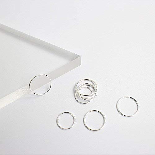 SILBERTALE 8pcs Thin Knuckle Rings for Women Sterling Silver Midi Stacking Ring Set Pinky Thumb Ring Wedding Band Comfort Fit Size 2.5-8.5