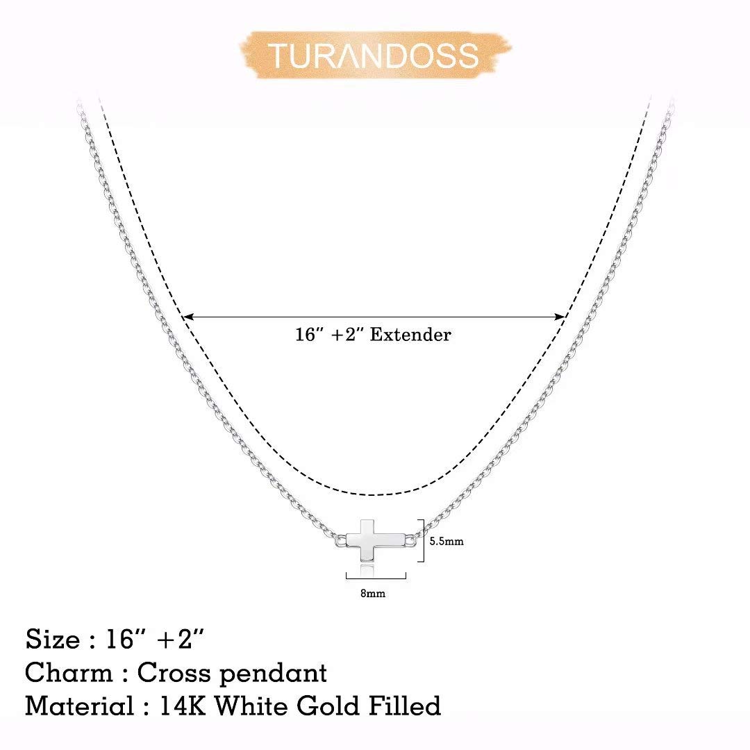 Turandoss Cross Pendant Necklaces for Women Pendant Chain 14 Inch Gold