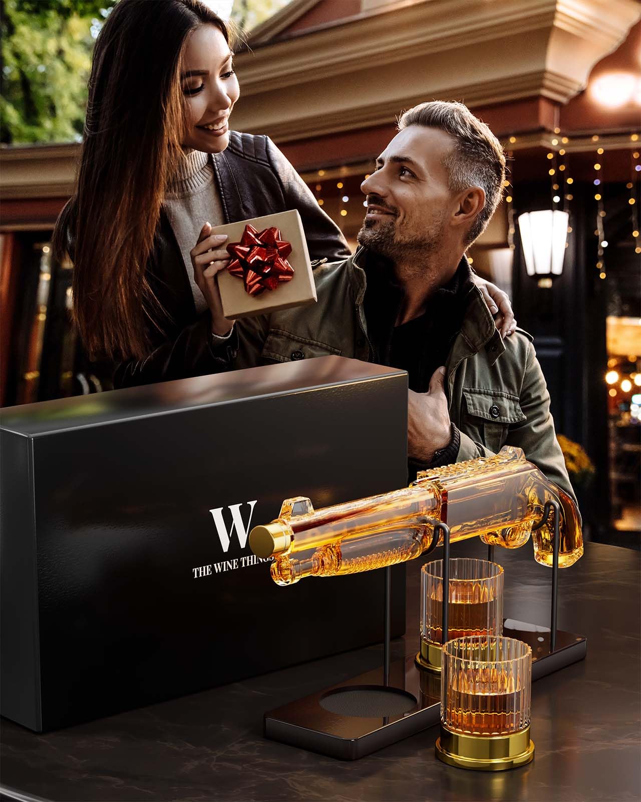 Whiskey Decanter Sets for Men, 20.3 Oz Decanter Set with 2 Glasses, Gifts for Men, Him, Dad, Brother, Birthday Gift Ideas from Daughter Son, Cool Liquor Dispenser for Home Bar