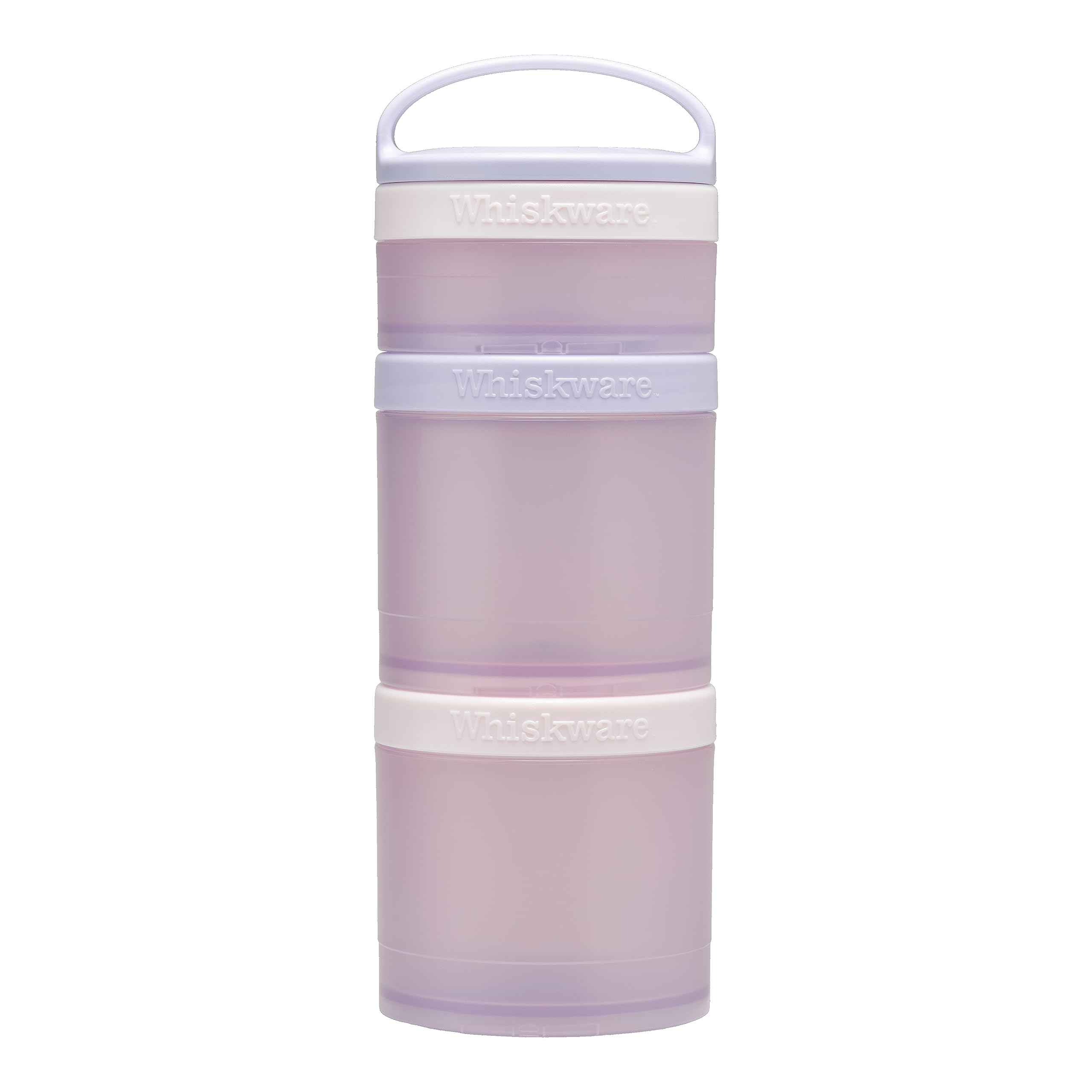 Whiskware Stackable Snack Containers for Kids and Toddlers, 3 Stackable Snack Cups for School or Travel, Purple