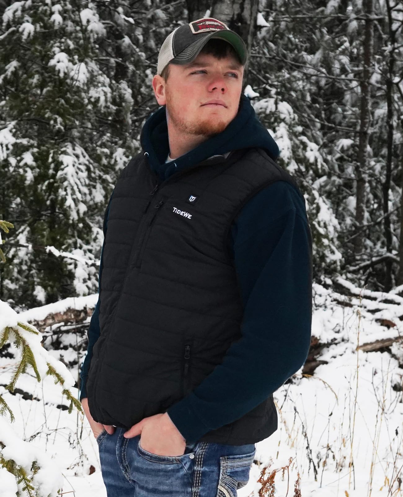 TIDEWE Men’s Lightweight Heated Vest with Battery Pack (Black, Size XXL)