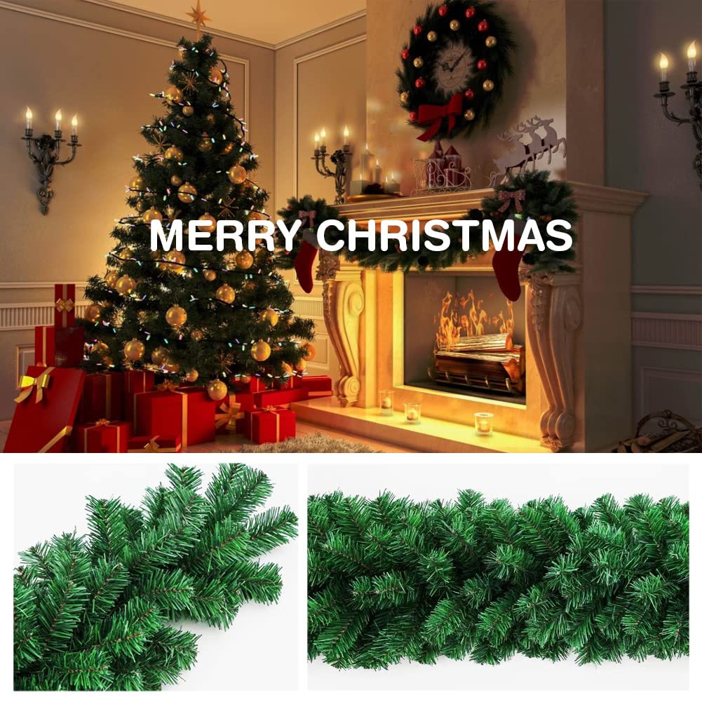 Roveinsia 9 Feet Christmas Garland 220 Branches Xmas Artificial Decorations for Doors Stairs Fireplace