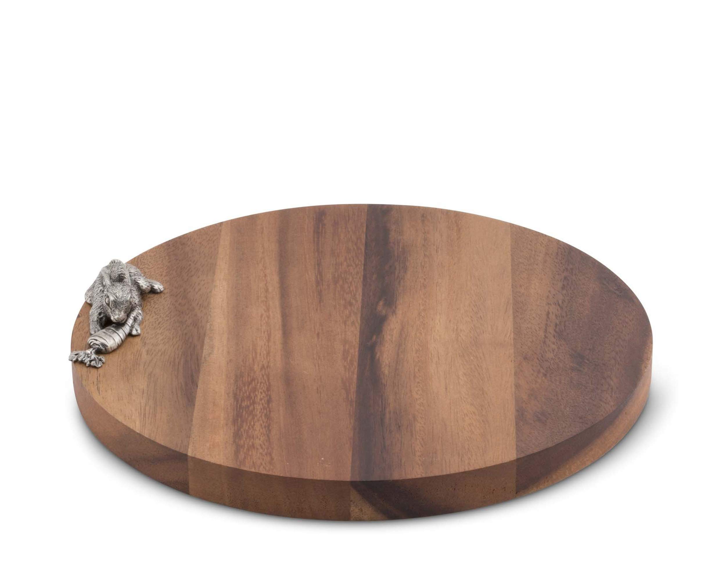 Vagabond House Rabbit Wood Cheese/Bar Board Round Acacia Hardwood Cheese/Serving Board 10 inch Diameter .75 inch Tall