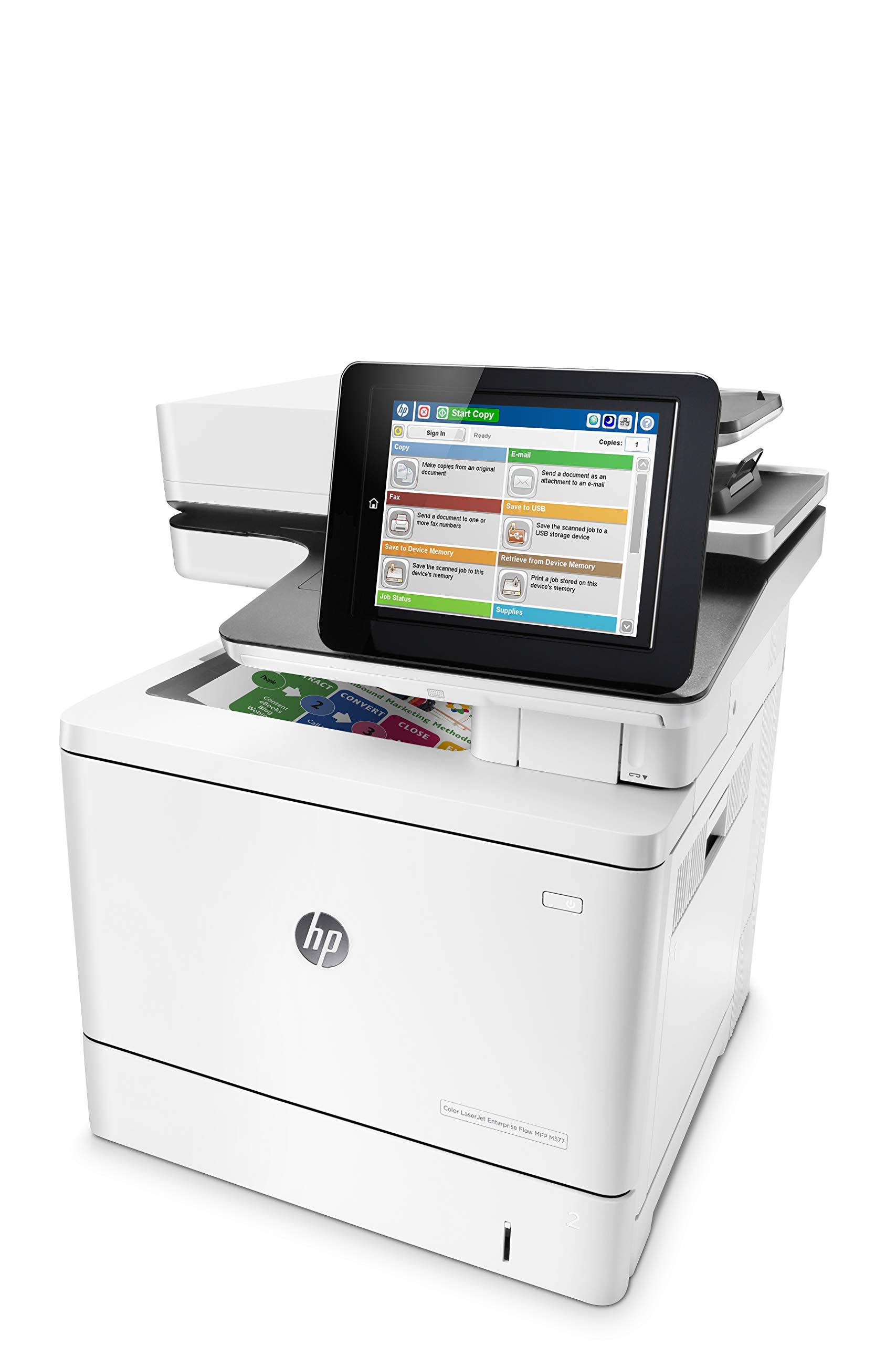Renewed HP Color LaserJet Enterprise MFP M577c print copy scan fax B5L54A Advanced workflow features USB Network duplex With 90 Days Warranty
