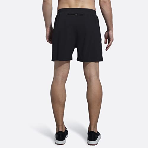 VAYAGER Men's 5 Inch Running Shorts Quick Drying Workout Athletic Performance Shorts with Liner and Zipper Pocket, Black-M