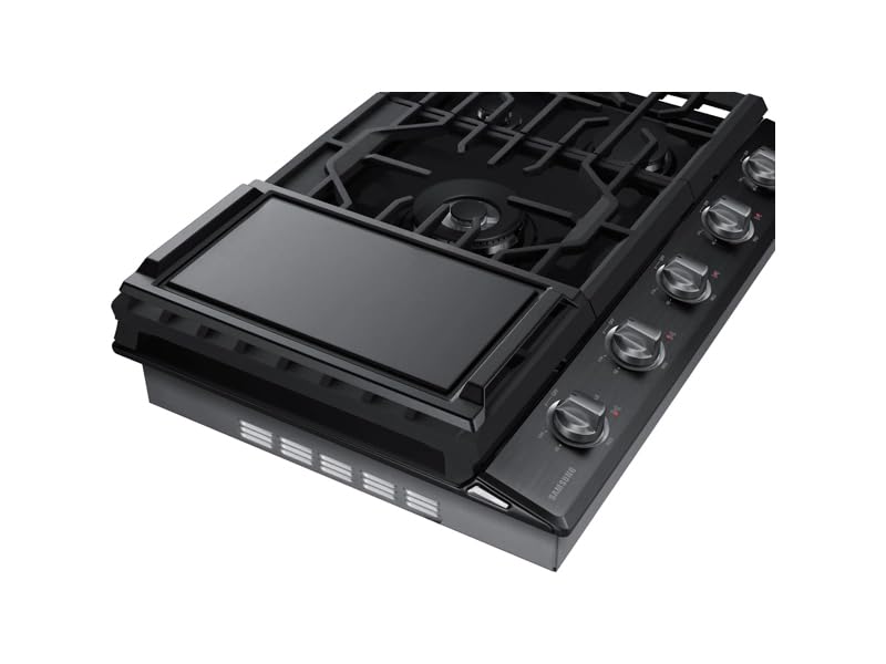 SAMSUNG 30" Built In Smart Gas Cooktop with Illuminated Knobs, 5 Burners, Black Stainless Steel, NA30N6555TG/AA