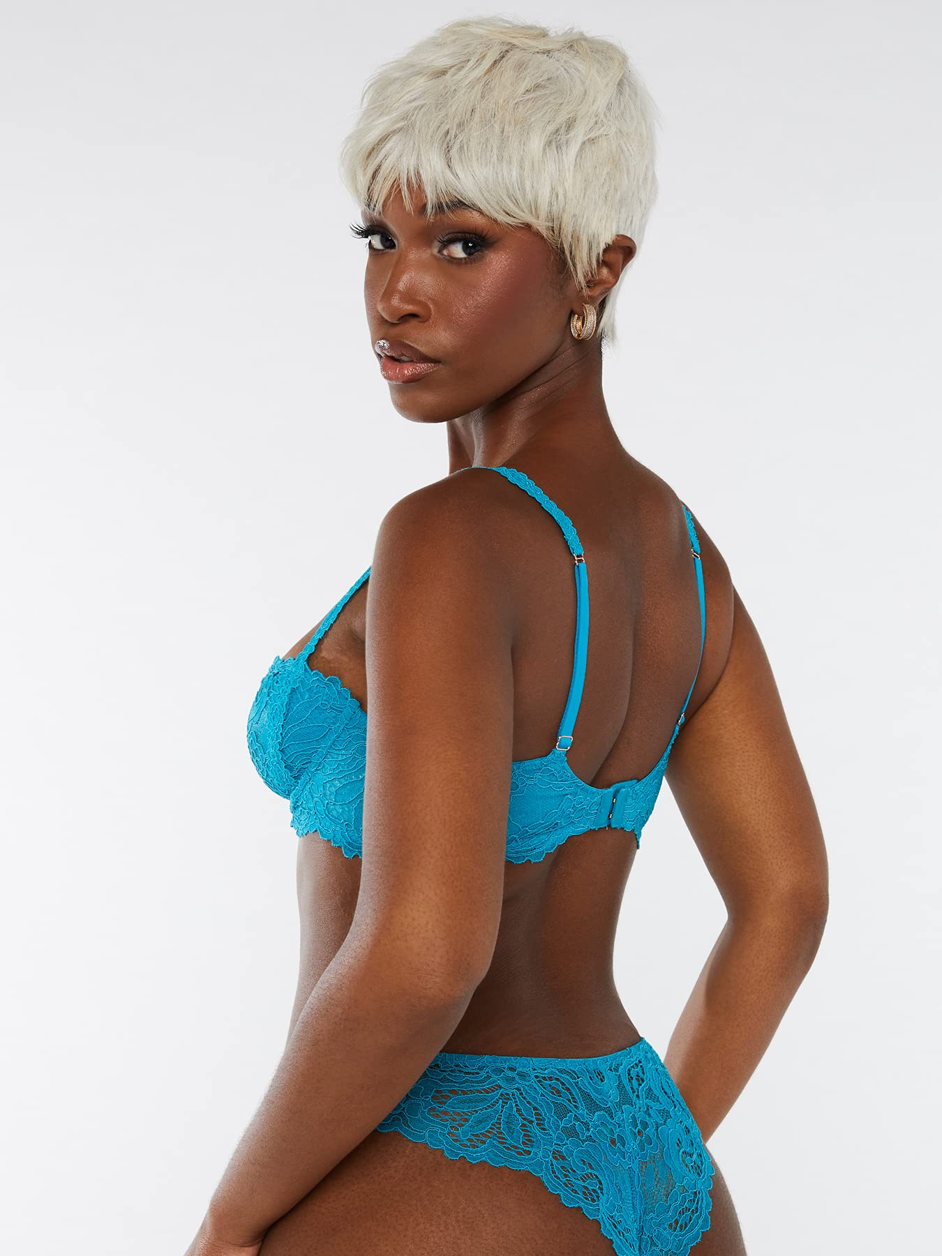 Savage X Fenty, Women's, Romantic Corded Lace Unlined Balconette Bra, Laidback Blue, 38DD