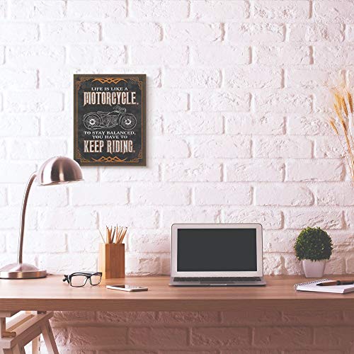 Stupell Industries Motorcycle Life Keep Riding Black Orange Word, Design by Artist Retrorocket Studio Wall Art, 16 x 20, Canvas
