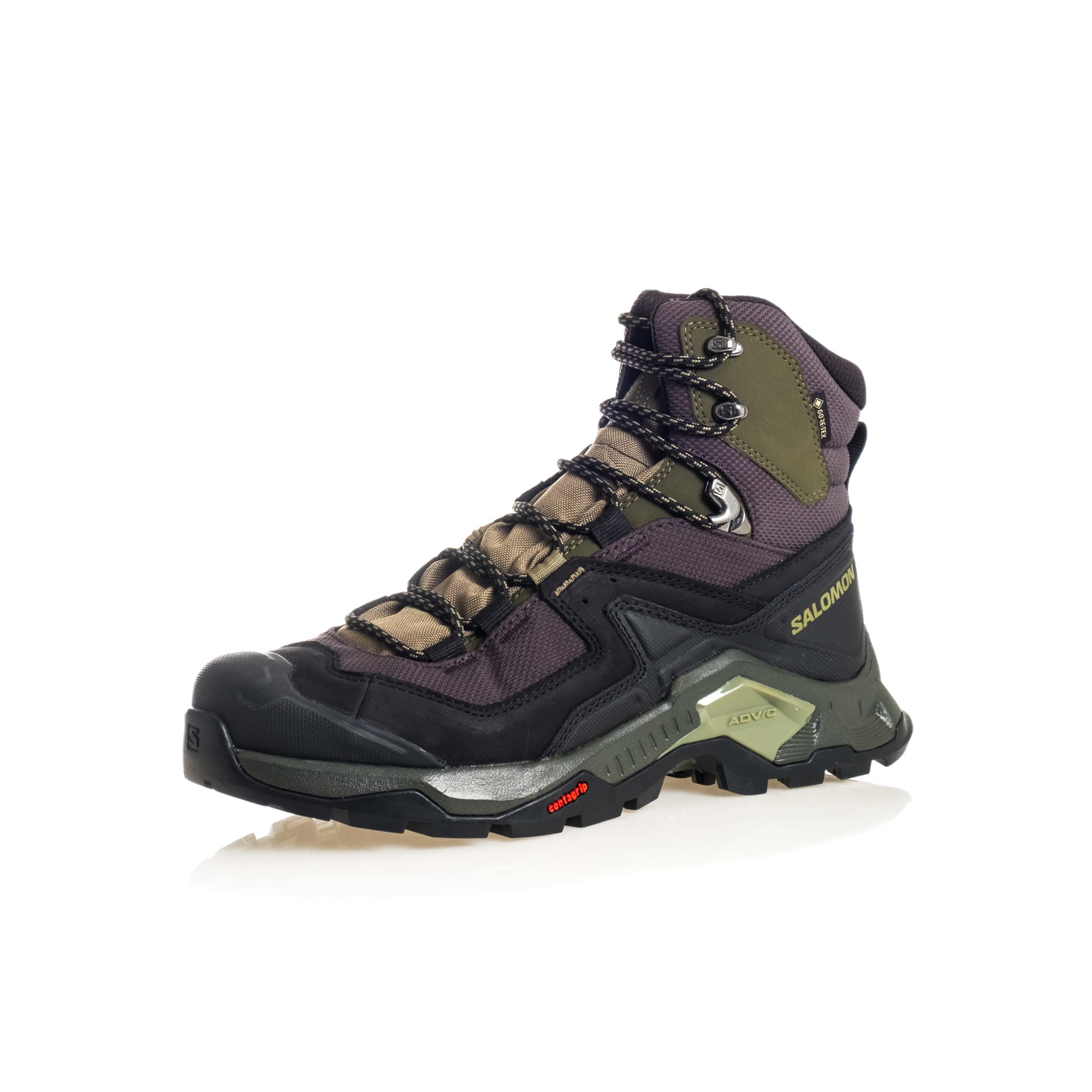Salomon Men's QUEST ELEMENT GORE-TEX Leather Hiking Boots for Men, Black / Deep Lichen Green / Olive Night, 14