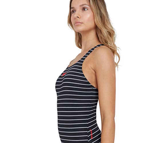 Speedo Endurance+ Printed Medalist Womens Swimsuit UK 10 Reg Stripe Black White