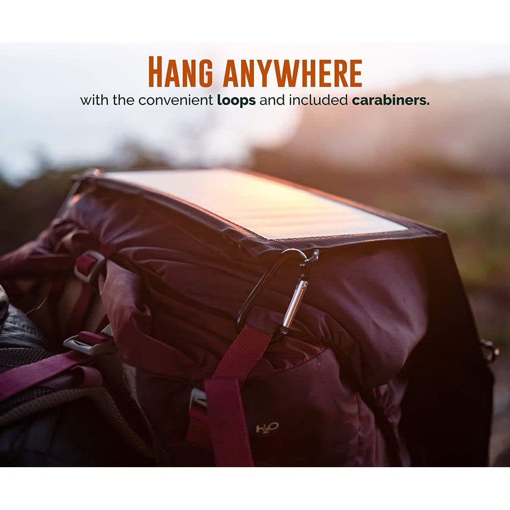 Ryno Tuff Solar Charger With Integrated Battery - Portable Solar Charger for Camping - 21W Foldable Solar Panel Charger 2 USB Ports - Waterproof & Durable Compatible With Most Devices