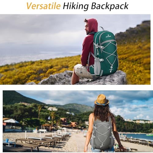 SAVVY NOMAD 40L Hiking Backpack Lightweight Packable Travel Backpack for Women Men-Green