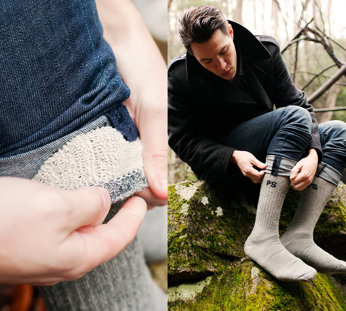 People Socks Large 4pairs Mens Merino Wool Socks Charcoal Black Large Made in USA