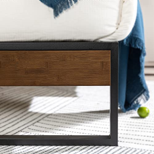 ZINUS Suzanne 44 Inch Bamboo and Metal Platform Bed Frame / Solid Steel Construction / No Box Spring Needed / Wood Slat Support / Easy Assembly, Chestnut Brown, Full