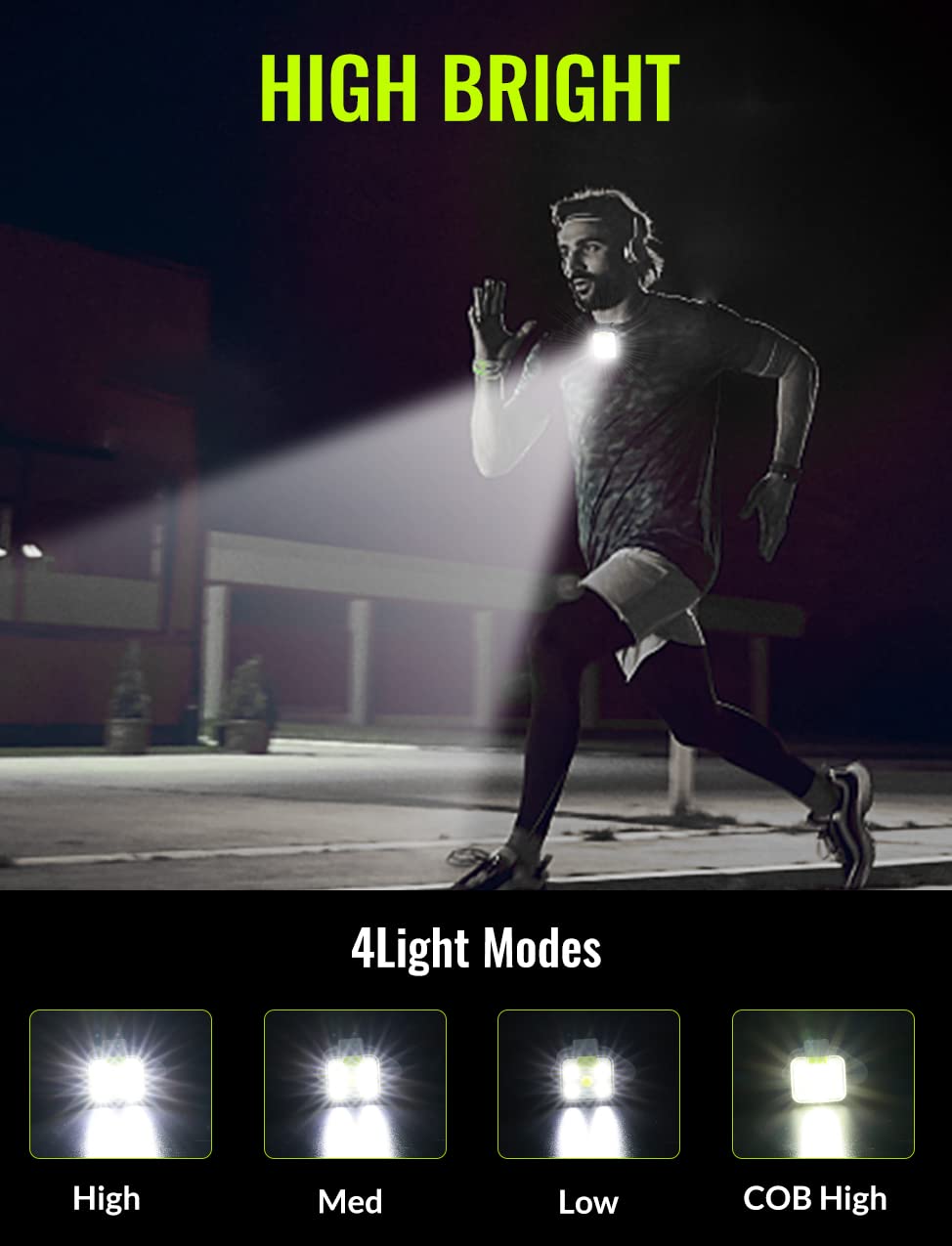 unibrite Running Light,2Pack LED Safety Light for Runners, 4 Light Modes Clip On Running Lights with Rechargeable Battery for Running, Hiking, Jogging, Outdoor Adventure