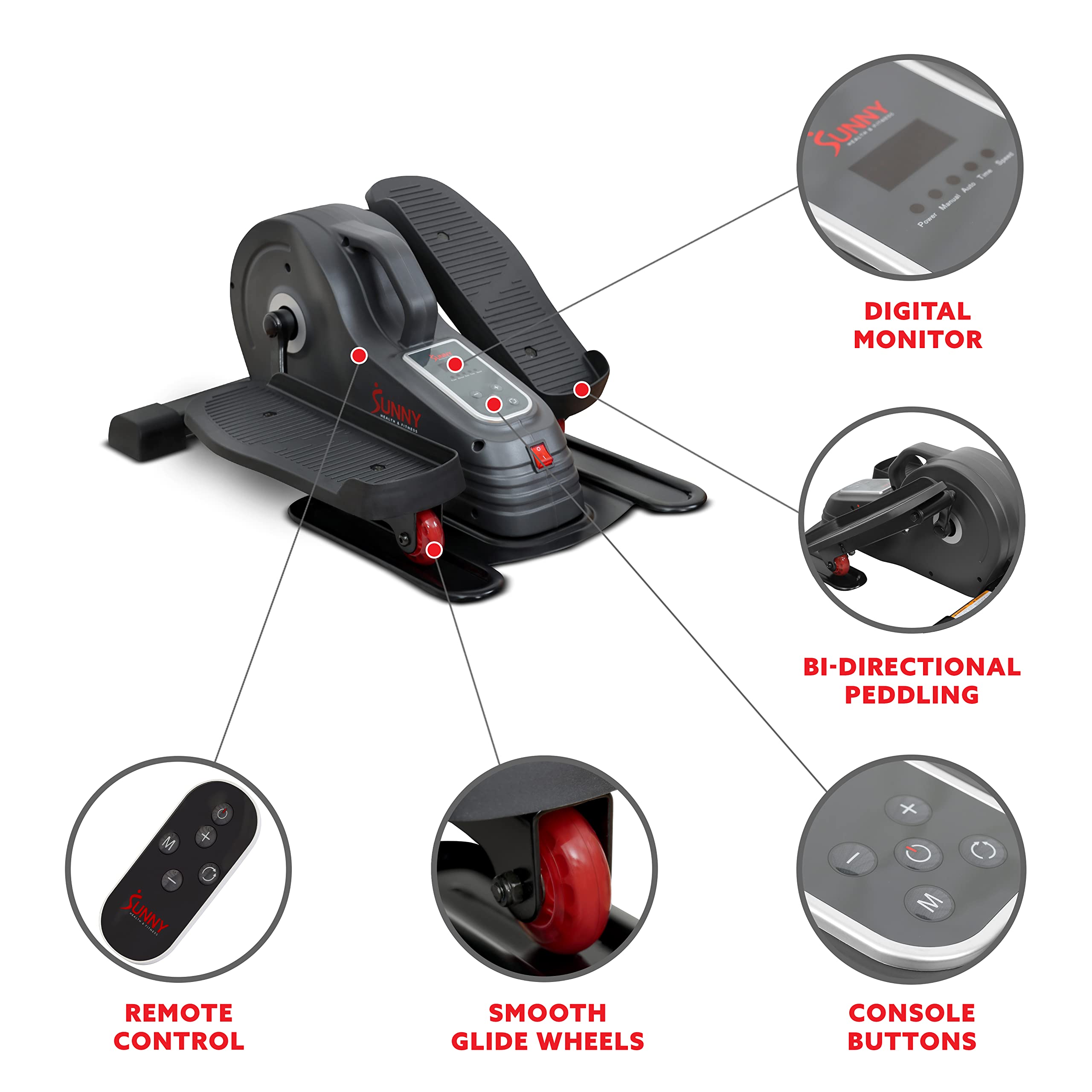 Sunny Health & Fitness SitFit Electric Motorized Under Desk Elliptical Cardio Exerciser – SF-E3959