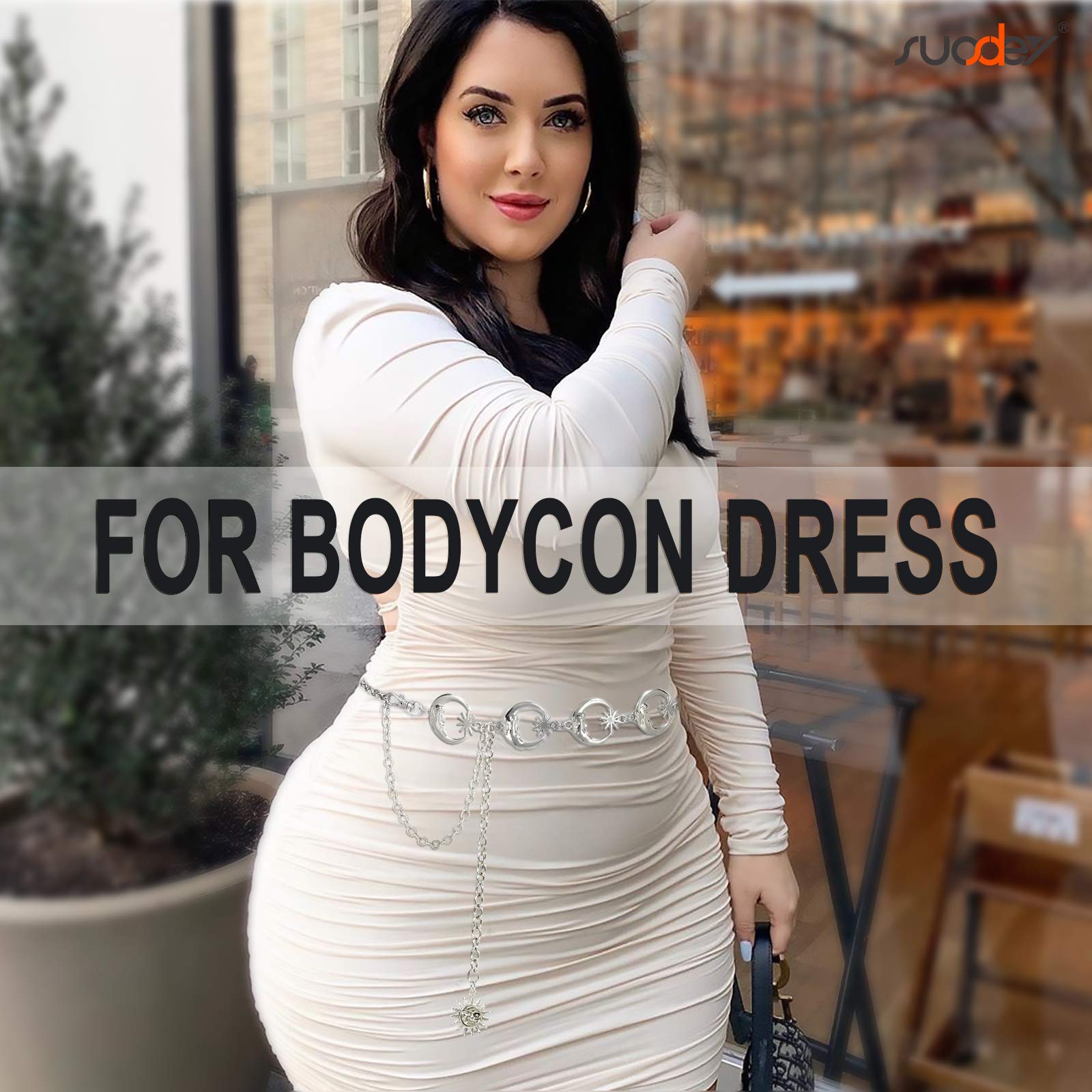 SUOSDEY Metal Chain Belt Women Belly Waist Chain Fashion Body Link Belts