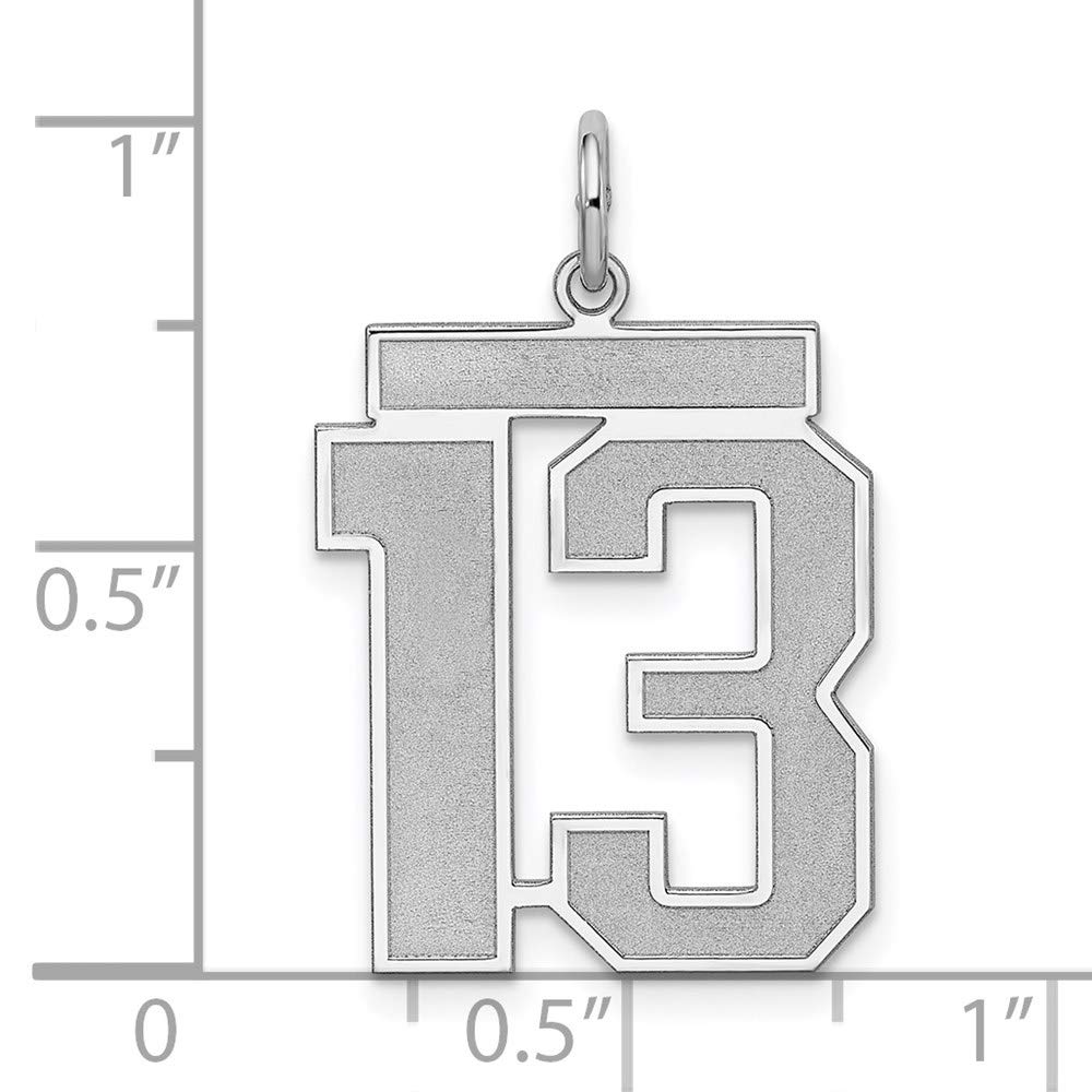 The Black Bow Rhodium Plated Sterling Silver, Jersey Collection, Large Number 13 Pendant
