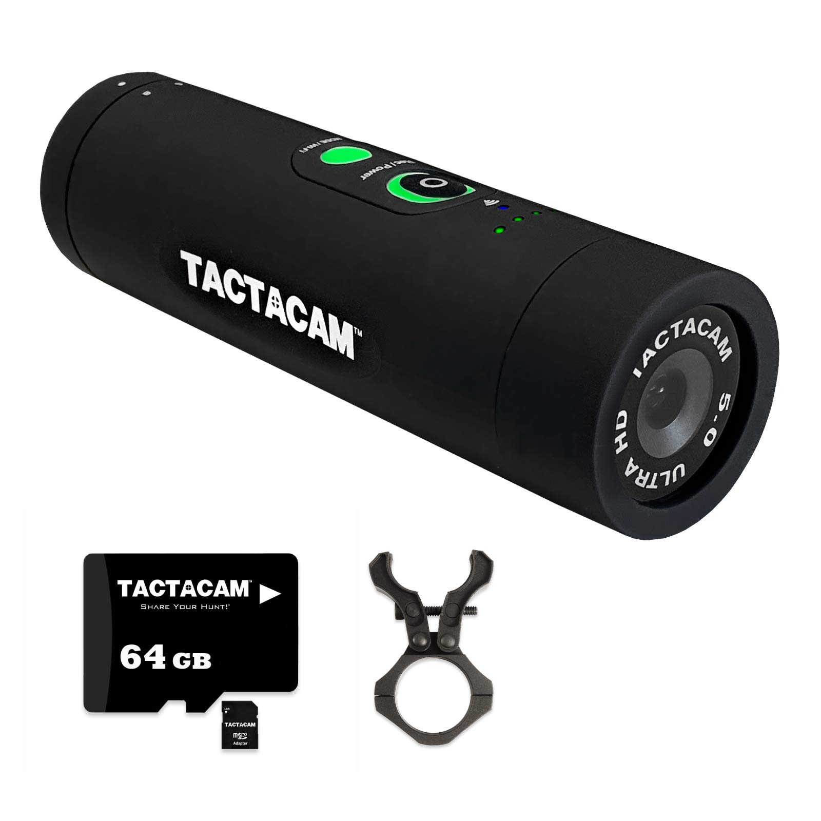 TACTACAM 5.0 Hunting Action Camera + FTS (Film Through The Scope) Mount and 64GB MicroSD Card