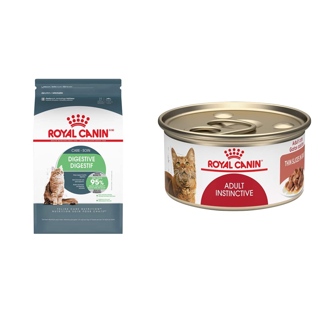 Royal Canin Digestive and Weight Management Cat Food Bundle (6 lb Bag + 24 Cans)