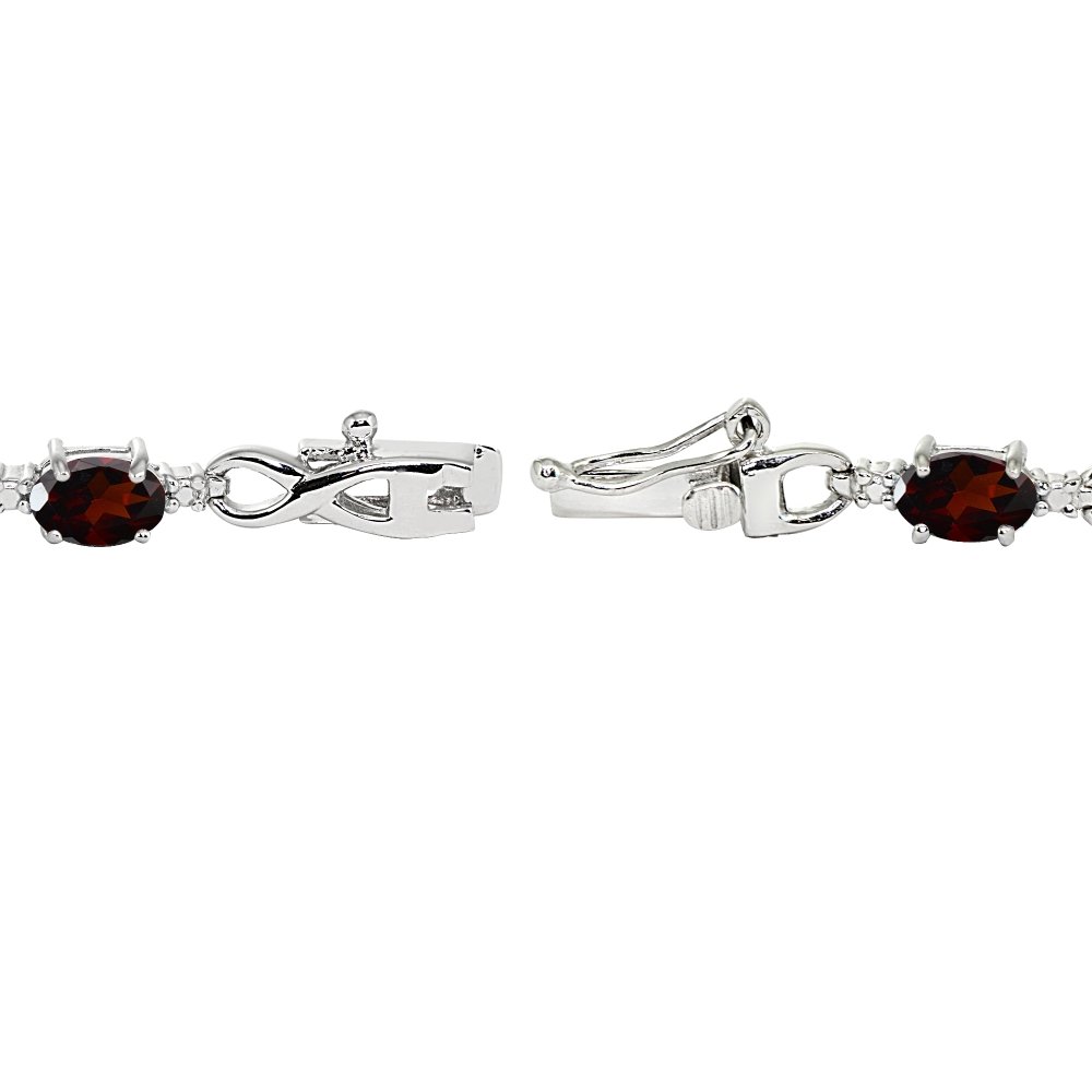 Sterling Silver Oval Polished Infinity Dainty Garnet Tennis Bracelet for Women