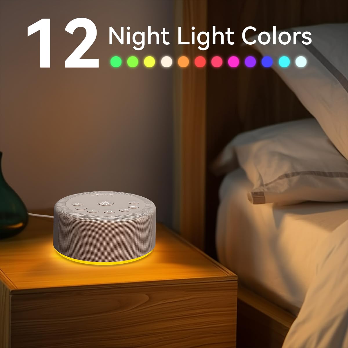 Sleep Sound Machine White Noise Machine 30 Non Looping Sounds 12 Night Light Colors 5 Timers 36 Adjustable Volume Memory Function Brown Noise Sounds Machine for Baby Kids Adult & Home Office Travel
