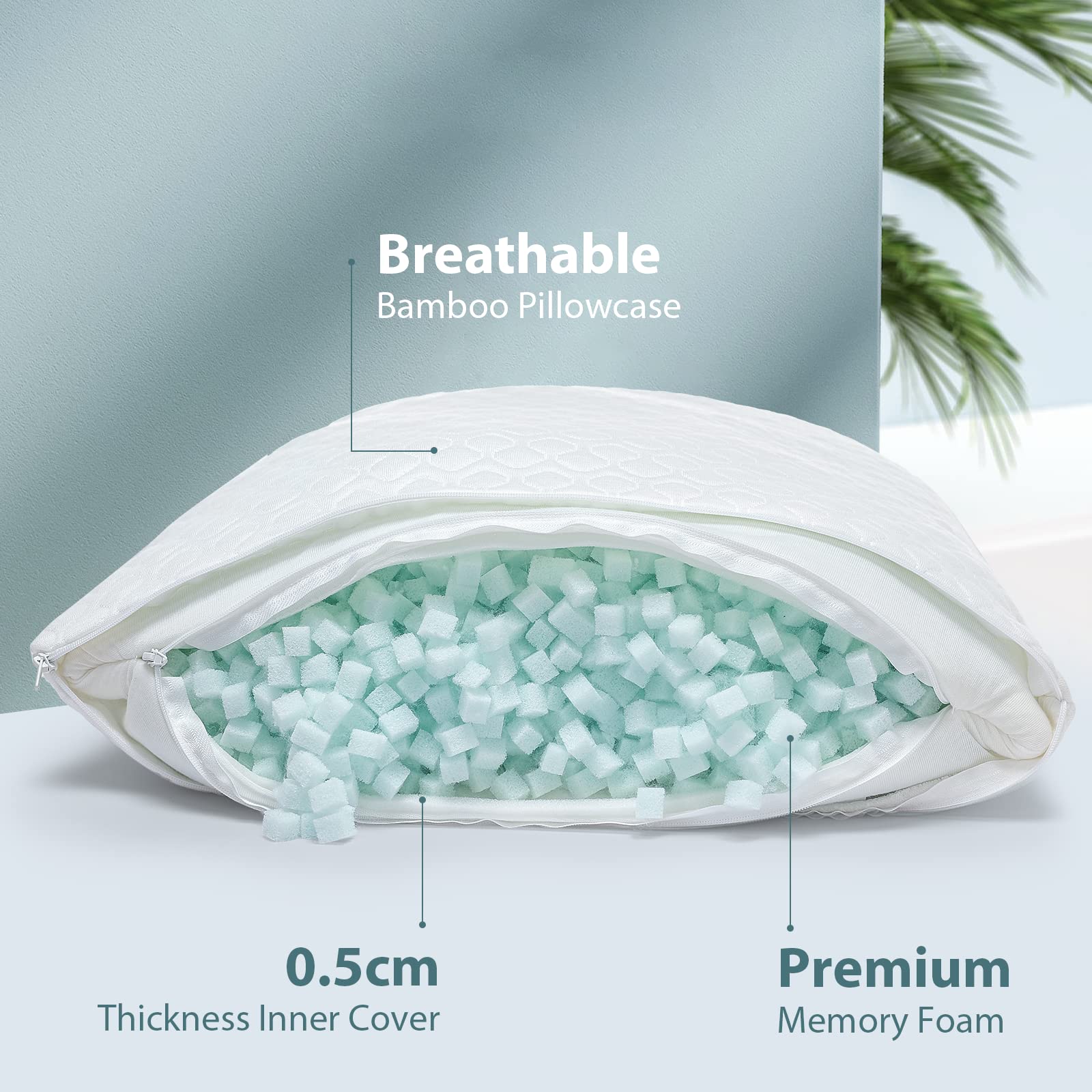 Rainmr Shredded Memory Foam Full Body Pillow β Side Sleeper β Huggable Long Pillow for Body Relief β with Ultra Soft Cooling Cover, 20 x 54 inches
