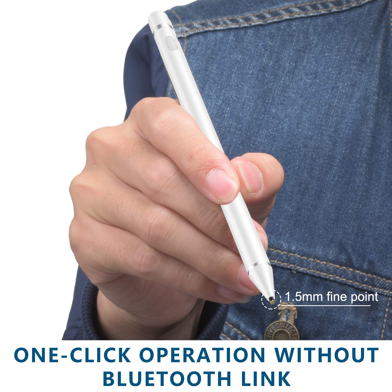 Stylus Pen Digital Pencil Fine Point Active Pen for Touch Screens, Compatible with iPhone iPad and Other Tablets (White)