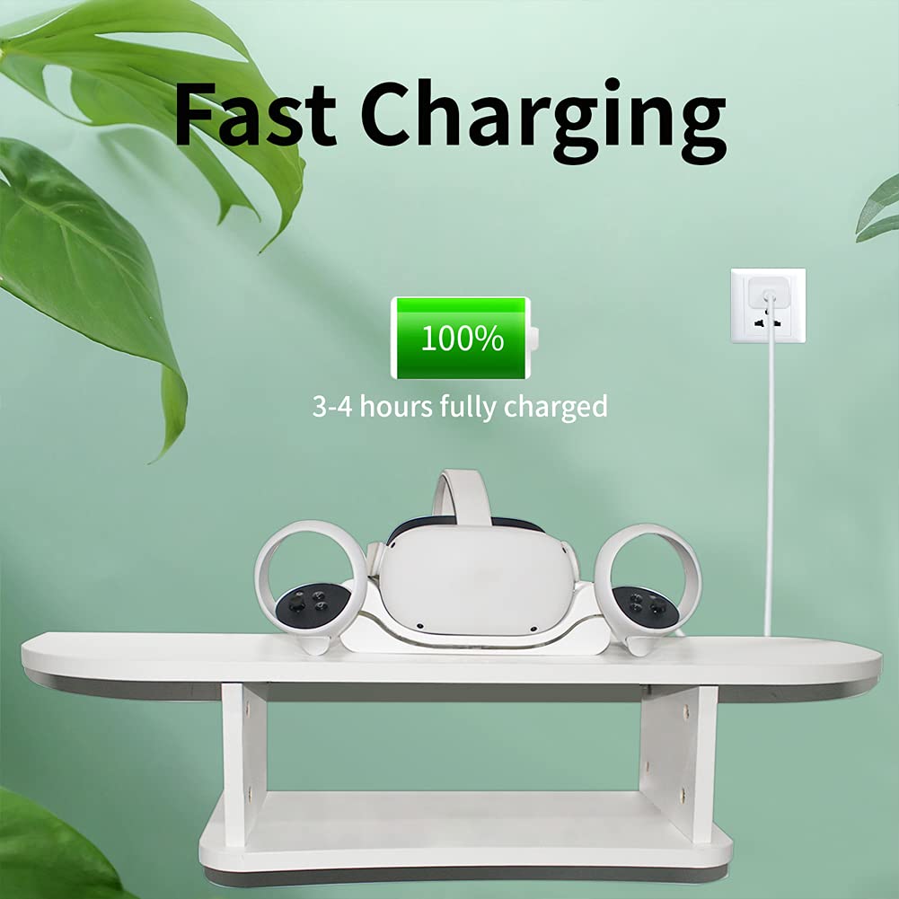 Xmipbs Fast Charging Dock for Quest 2, Wall Mount Charging Station for Quest 2 Charging Stand with Charging Port for Oculus Quest 2 VR Headset Controllers,