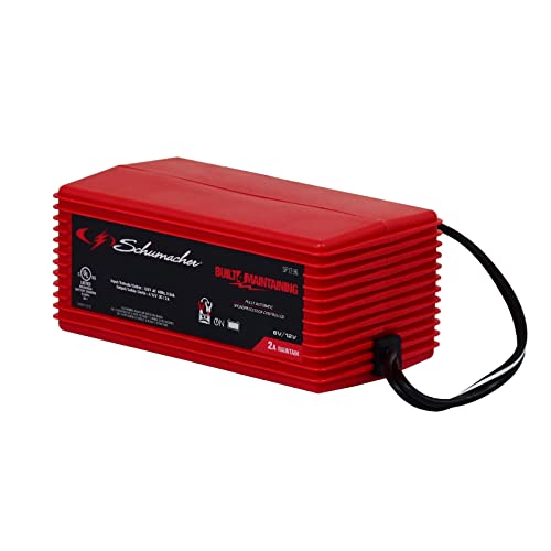 Schumacher SP1296 Fully Automatic Battery Charger and Maintainer – 2 Amp, 6V/12V - For Car, Boat, and Power Sport Batteries