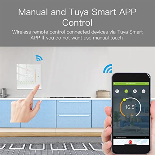 Smart Thermostat, Accurate Floor Heating Thermostat LCD Display Embedded Installation AC 95-240V Low Consumption IP20 Protection for Supermarket