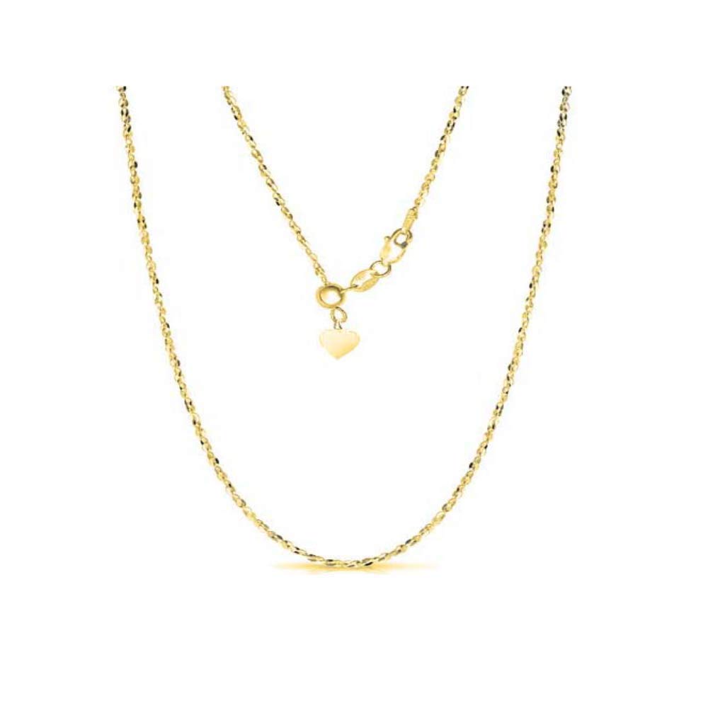 Sterling Silver 1.5MM Fancy Italian Adjustable Diamond Cut Twisted Serpentine Sparkle Chain Necklace- Silver Slider Necklace 4 Colors (Silver)
