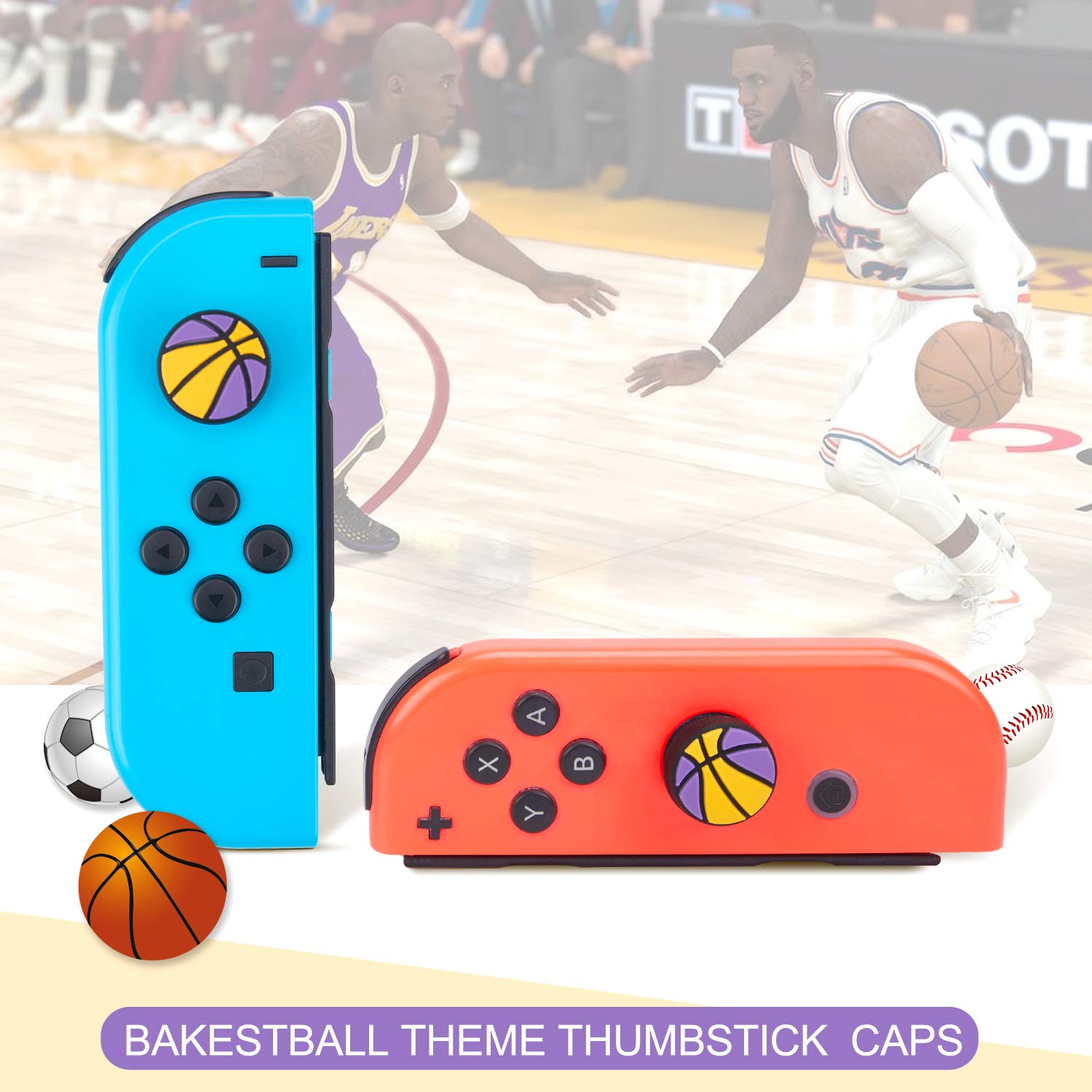Switch Thumb Grips Caps 4 PCS Basketball for Nintendo Joycon Grip Caps Analog Stick Button Cover