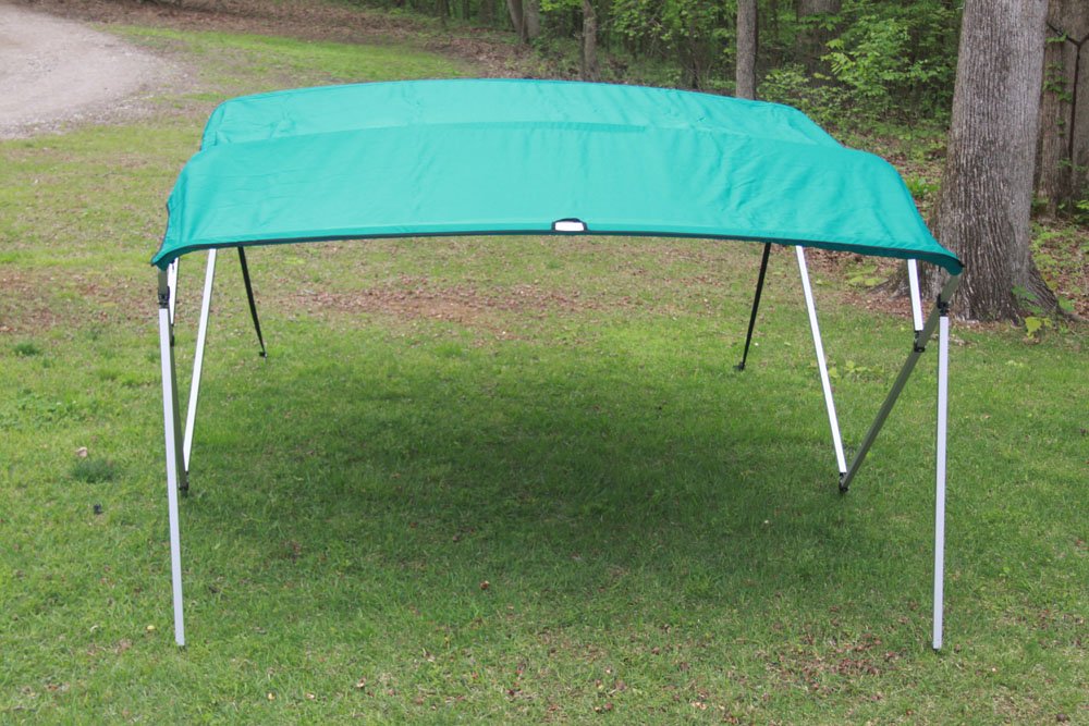 Square Tube Frame VORTEX Teal 4 Bow Pontoon/Deck Boat Bimini TOP 10' Long, 91-96