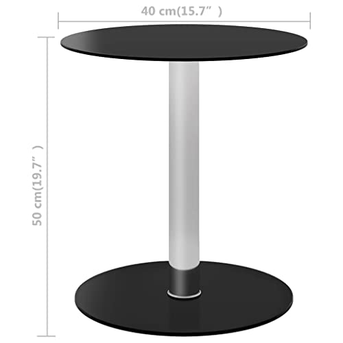 QJBSAVVA Coffee Table Black 15.7" Tempered Glass,Bedside Tables Side Tables End Tables Entrance Tables Suitable for Meeting Rooms, Reception Rooms, Offices