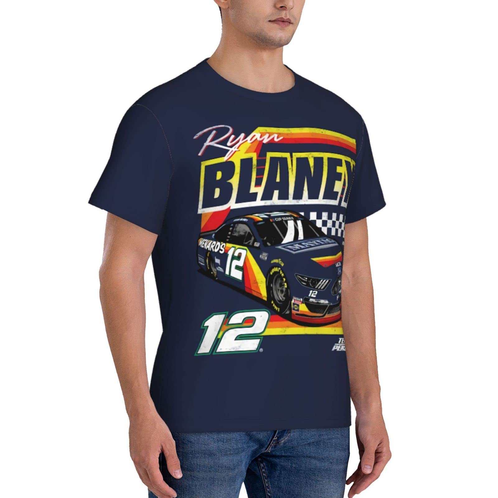 Ryan Blaney 12 Men's T-Shirt Crewneck T-Shirt Tight Sport Short Sleeve Classic Printing Performance